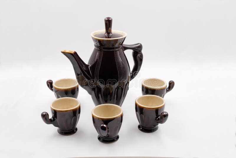 Coffee jug and cups. stock image. Image of pitcher, small - 111569005