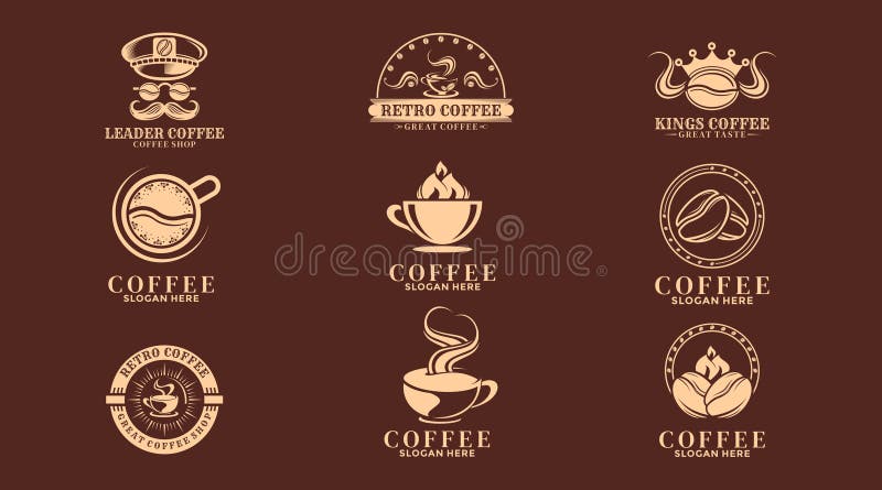 Set of Coffee Vintage Logo Vector. Retro Coffee Shop Logo Collections ...