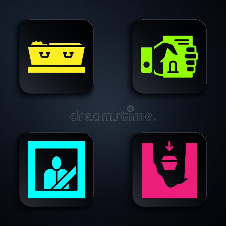 Set Coffin in Grave, Coffin with Dead, Mourning Photo Frame and Death ...