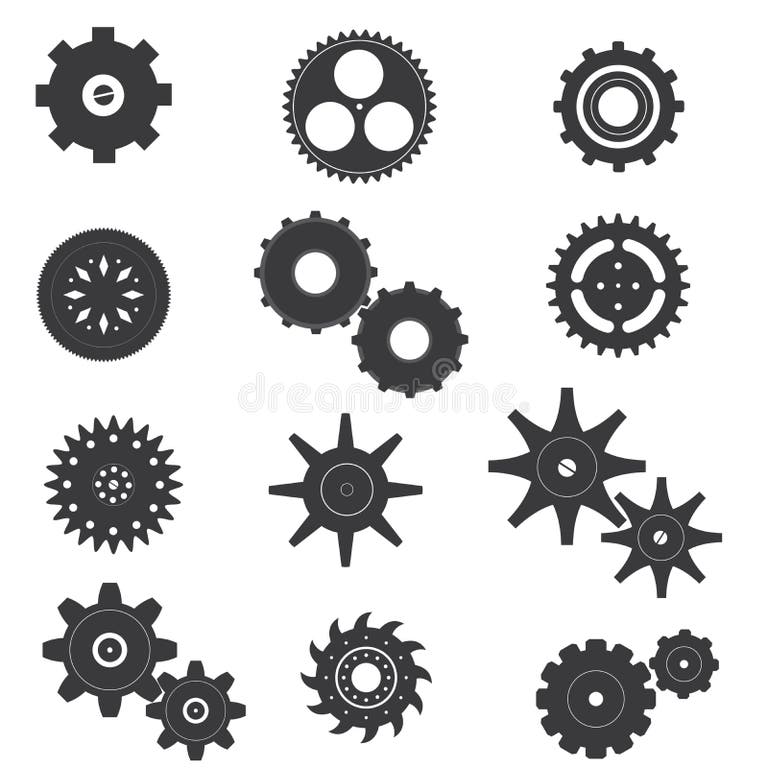 Set of Cog and Machine Vector and Icon Stock Vector - Illustration of ...