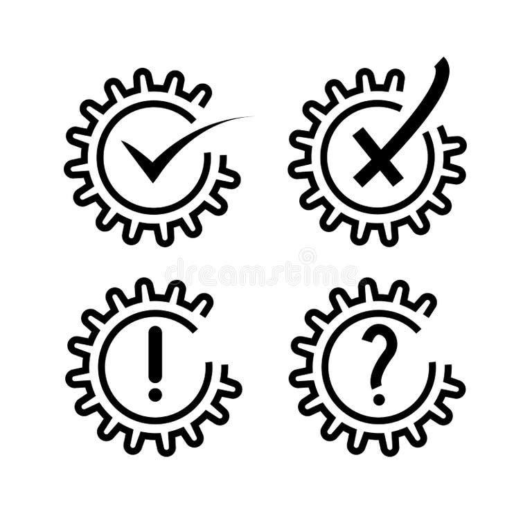Set of Cogs with Marks Inside it Stock Vector - Illustration of check ...