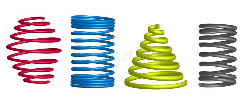 Set Coil Spring Twisted, Metal Industrial Coil Isolated. 3d Rendering ...