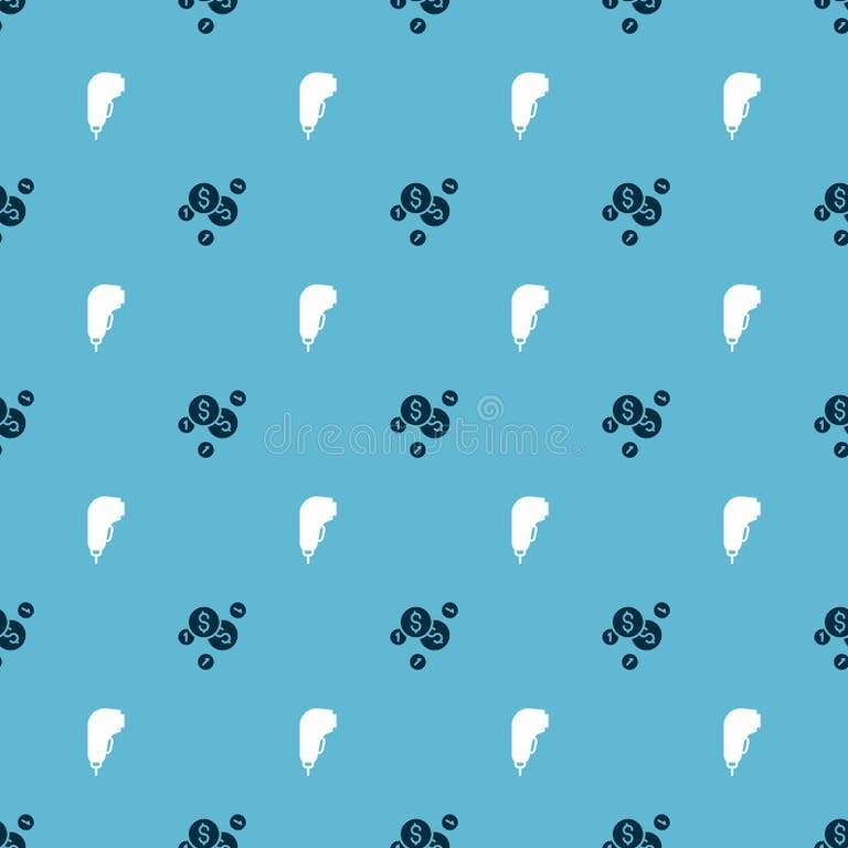 Set Coin Money with Dollar and Scanner Scanning Bar Code on Seamless ...