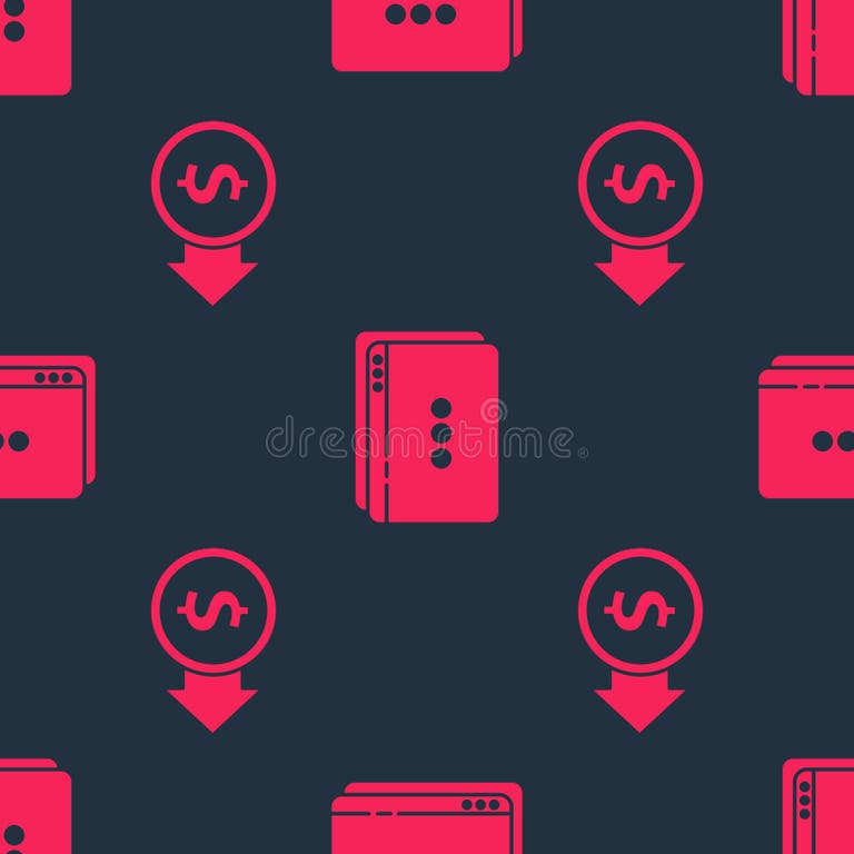 Set Coin Money with Dollar and Website Template on Seamless Pattern ...