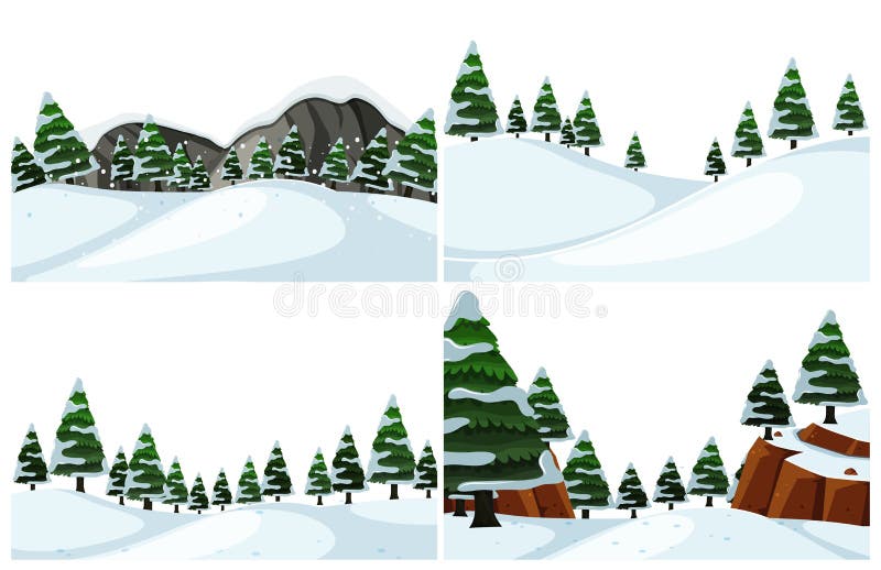 Set of Cold Winter Landscape Stock Vector - Illustration of forest ...