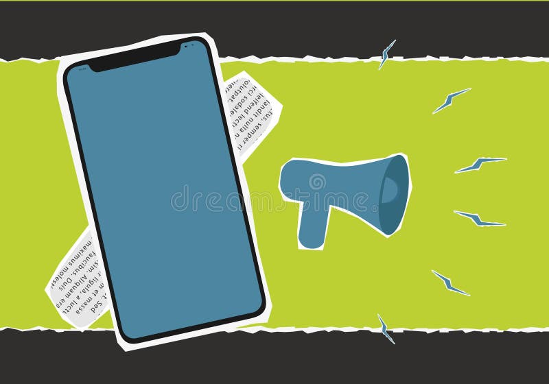 Set of Collage Elements with Phones. Retro Banner Concept with Cut Out ...