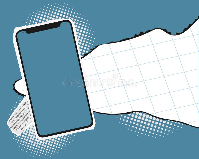 Set of Collage Elements with Phones. Retro Banner Concept with Cut Out ...