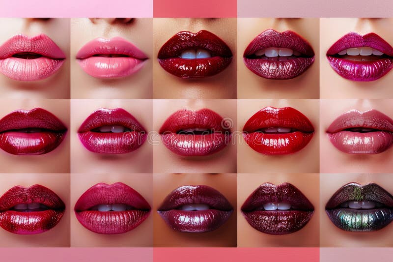 Set or Collage Female Lips with Lipsticks Stock Image - Image of ...