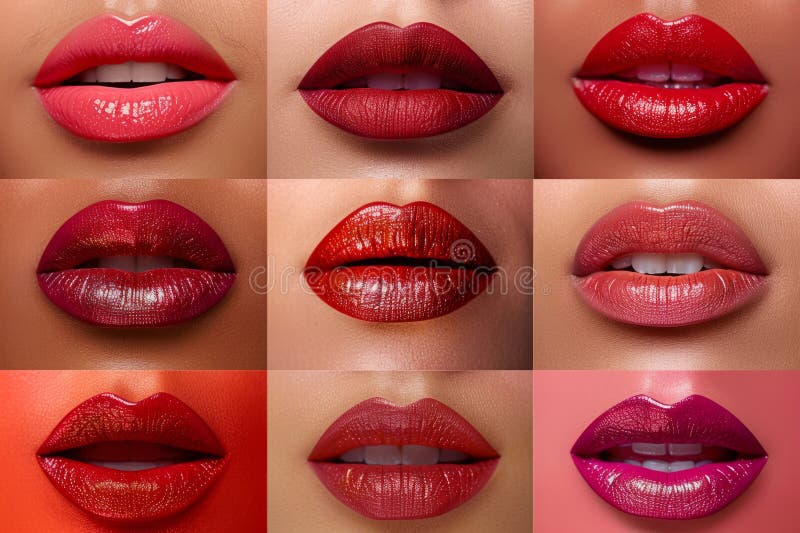 Set or Collage Female Lips with Lipsticks Stock Photo - Image of ...
