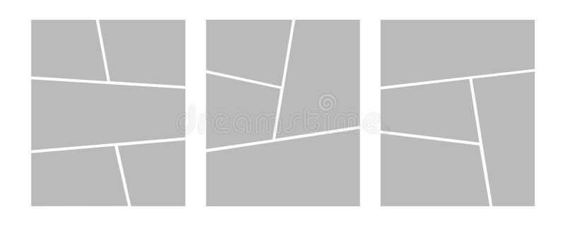 Set of Collage Grid Manga Comic Storyboard Layout Panel Blank Template ...