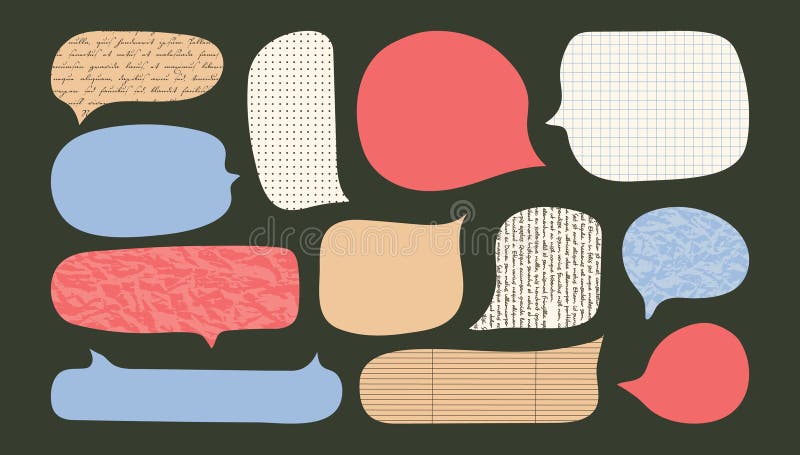 Set of Collage Paper Cut Elements of Speech Bubbles. Stock Vector ...