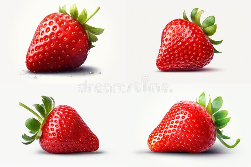 Set Collage Red Berry Strawberry Isolated on White Background Ai ...