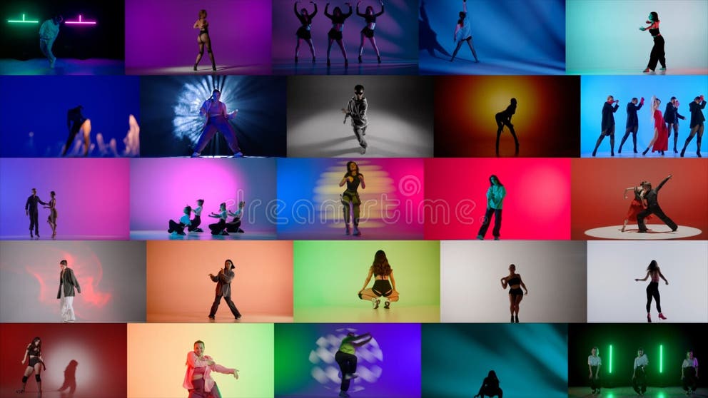 Set of Collages of Dancing People of Various Styles. Stock Photo ...