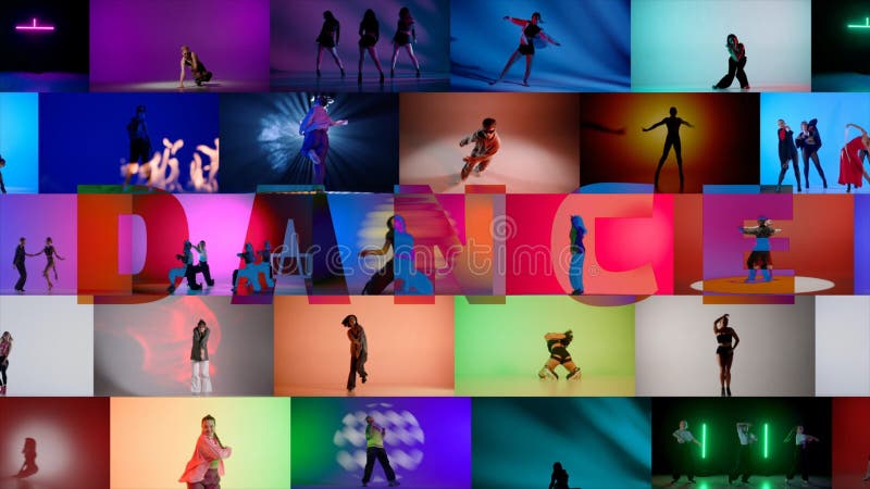 Set of Collages of Dancing People of Various Styles. Stock Image ...