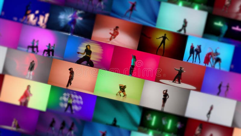Set of Collages of Dancing People of Various Styles. Stock Video ...