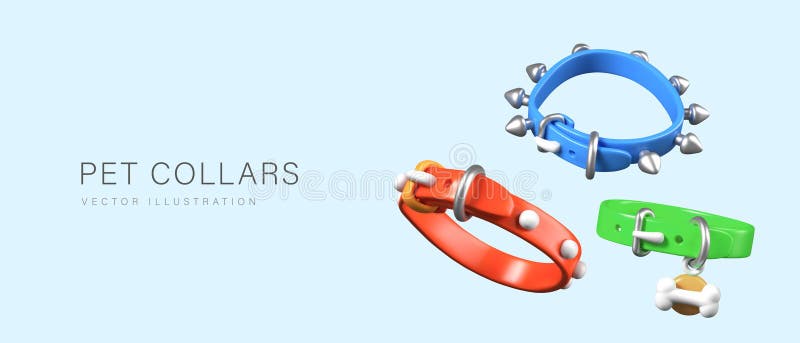 Set of Collars of Different Colors. Vector Elements for Control ...