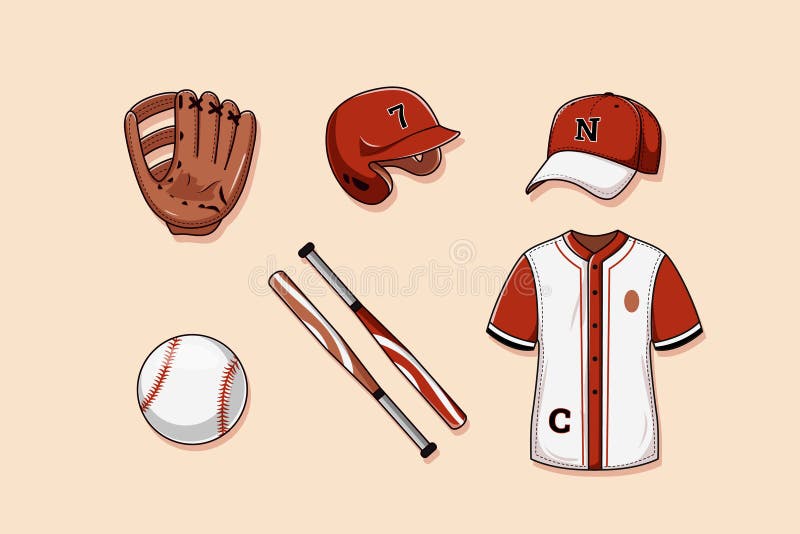 Set Collection of Baseball Element Stock Vector - Illustration of ...