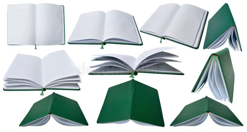Set Collection of Blank Empty Copy Space White Open Book in Various ...