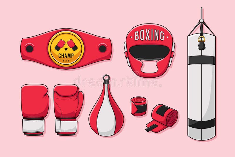 Set Collection of Boxing Element Stock Vector - Illustration of ring ...