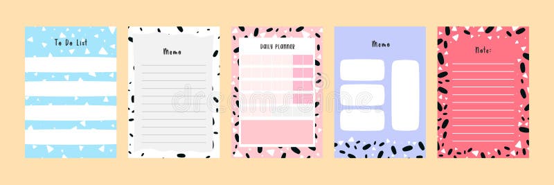 Set Collection of Colorful Blank Memo Note Letter File Document Diary ...