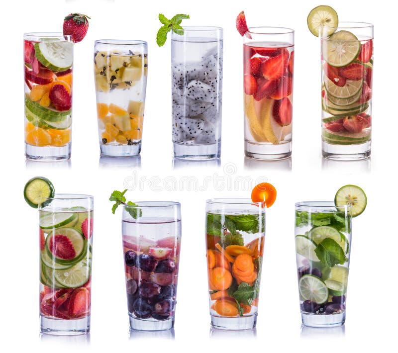 Set Collection and Compilation of Infused Water Stock Photo - Image of ...