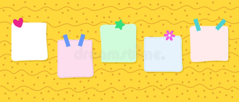 Cute Notes Collection, Vector Illustration. Kids daily Planner Banner ...