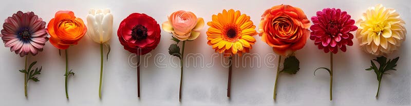 Set, Collection of Different Beautiful Flowers, Blossoms. Stock ...