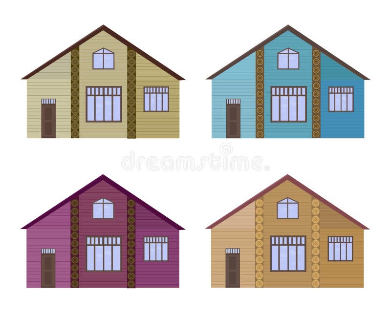 Set Collection of Different Colors Architecture Facade Buildings Vector ...