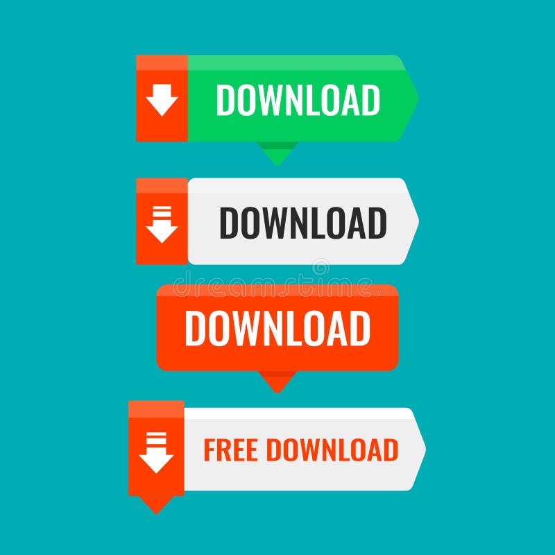 Set Collection of Download Button Elements for Web Design Template ...
