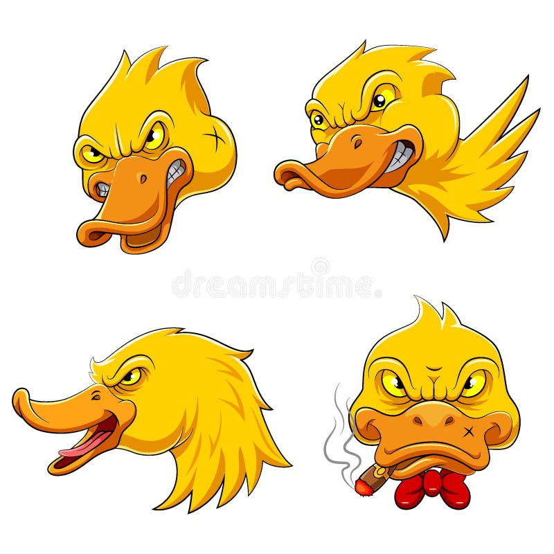 Set Collection of Duck Head Mascot Stock Vector - Illustration of icon ...