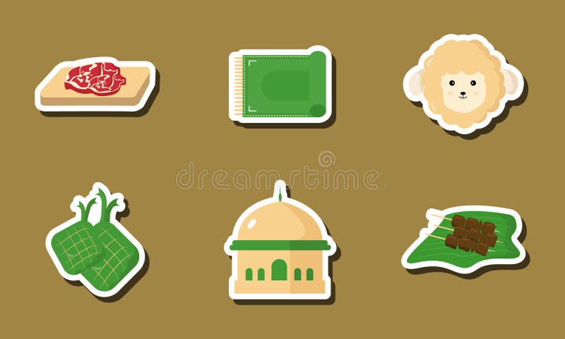 Set Collection of Eid Al-Adha Sticker Design Stock Vector ...