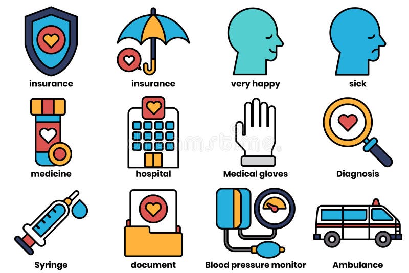 Set of Collection of Illustrations in the Concept of Medical Objects ...