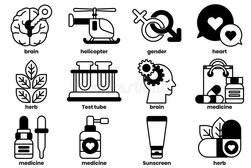 Set of Collection of Illustrations in the Concept of Medical Objects ...