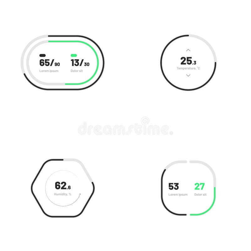 Set with Collection of Indicator Template. Dashboard UI and UX Kit ...
