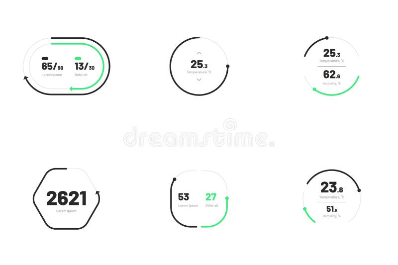 Set with Collection of Indicator Template. Dashboard UI and UX Kit ...