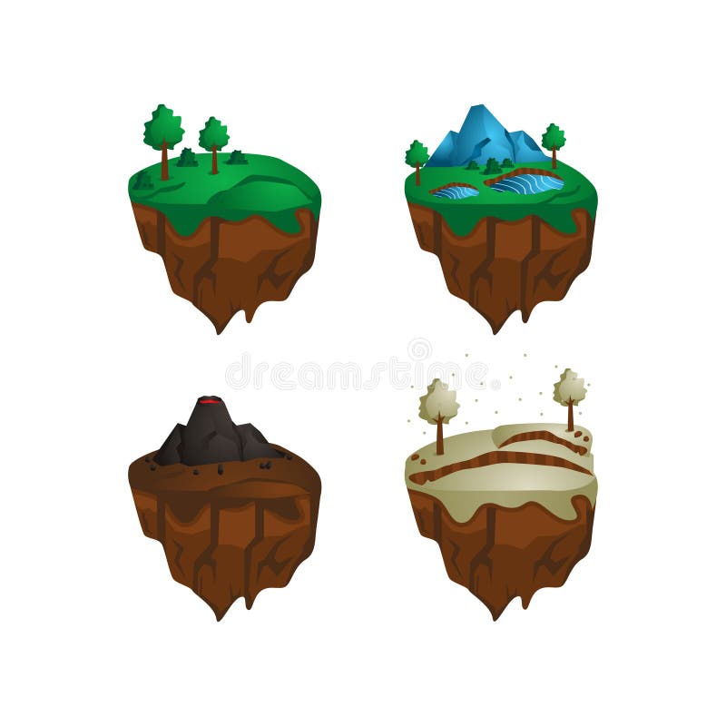 Set of Collection Isometric Island Design Vector Stock Illustration ...