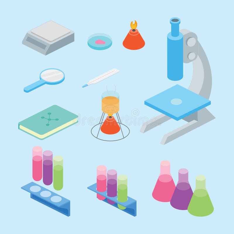 Science Tools Composition on Blue Background Stock Vector ...