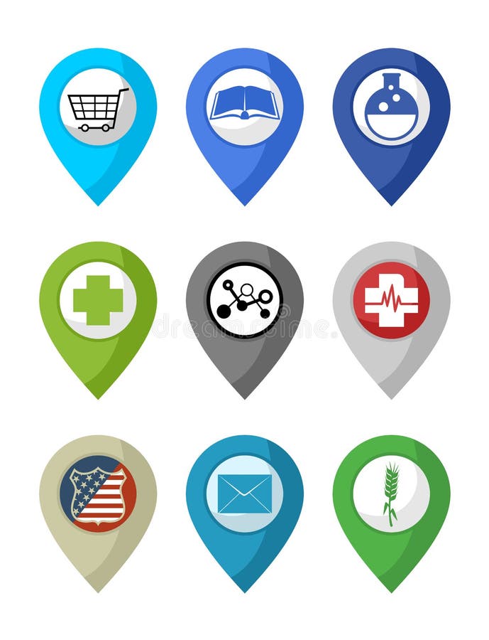 Set Collection of Location Point Stock Vector - Illustration of icon ...