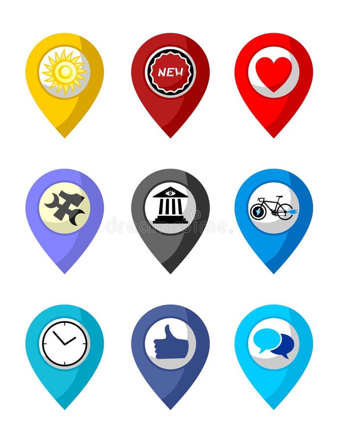 Set Collection of Location Point Stock Vector - Illustration of pointer ...