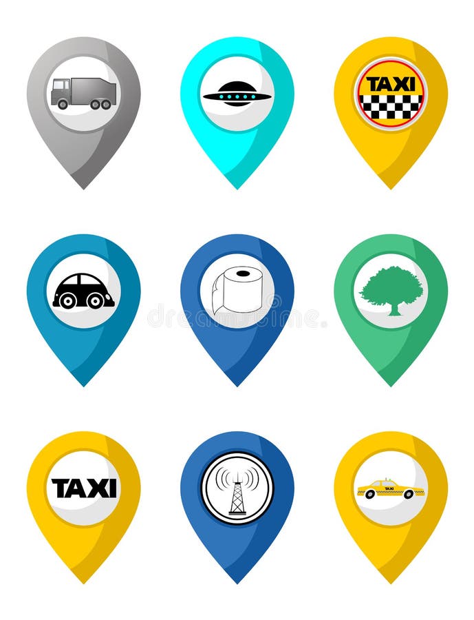 Set Collection of Location Point Design Stock Vector - Illustration of ...