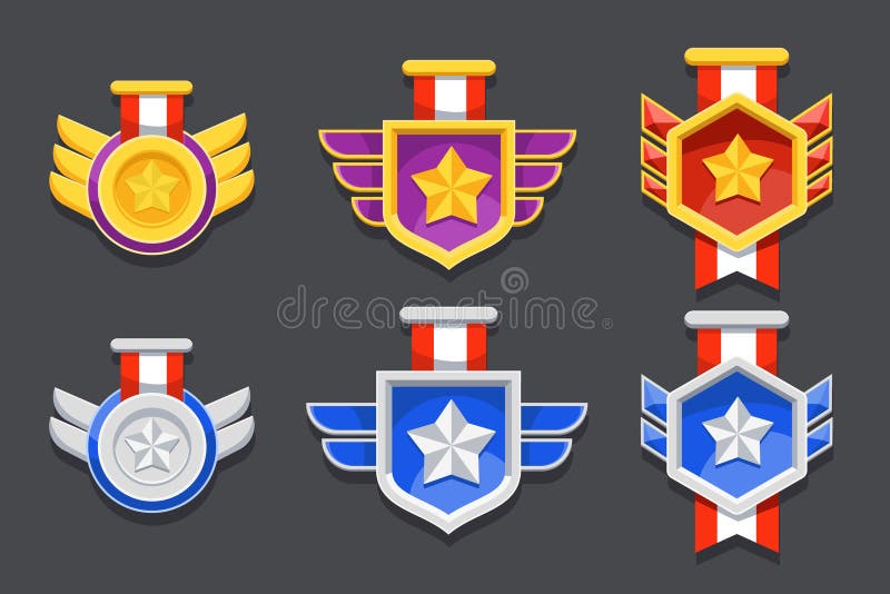Set Collection of Medal and Trophy Element Stock Vector - Illustration ...