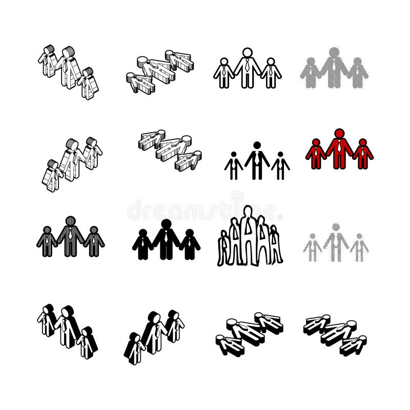 Set of Collection Modern Vector. Group People Icon Multi Type of Stock ...