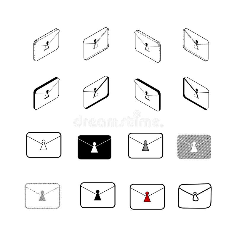 Set of Collection Modern Vector. Lock Message Icon Multi Type of Stock ...