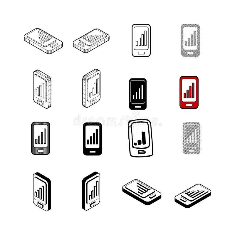 Set of Collection Modern Vector. Phone Chart Icon Multi Type of Stock ...