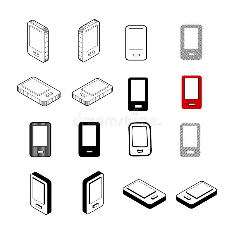 Set of Collection Modern Vector. Phone Icon Multi Type of 3d Iso Stock ...