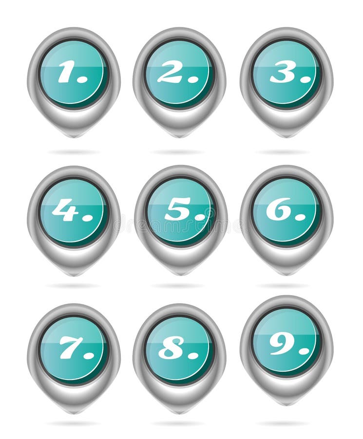 Set, Collection of Nine, Isolated, Oval, Blue Stock Vector ...