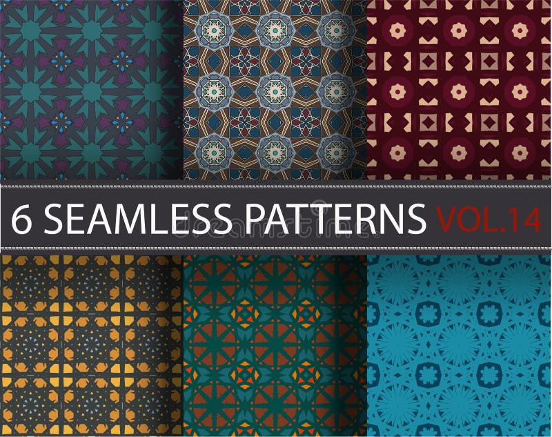 Set, Collection, Pack Universal Vector Seamless Patterns, Tiling. Geometric Ornaments. Stock ...