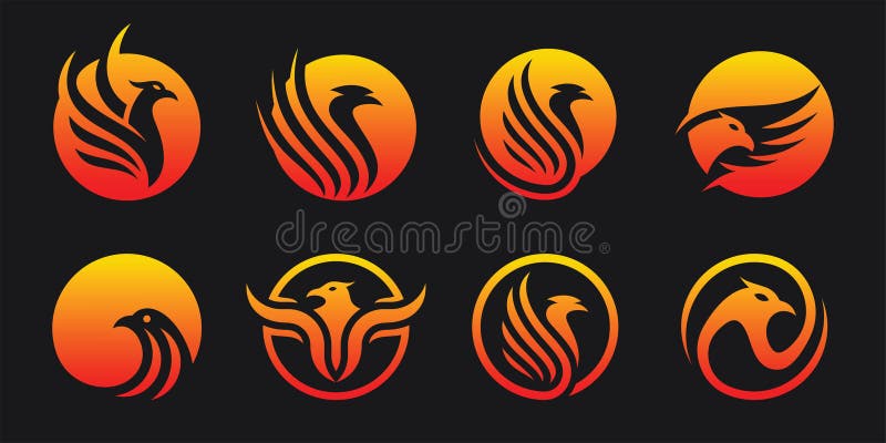 Set of Collection Phoenix Eagle Falcon Hawk Logo Design. Circle Vector ...