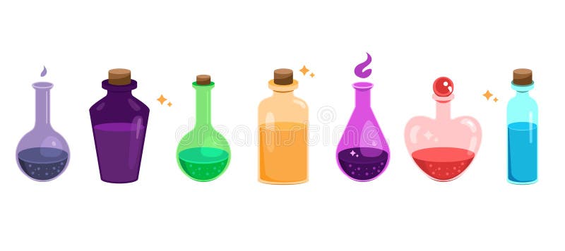 Set Collection of Potion Design Elements Stock Vector - Illustration of ...