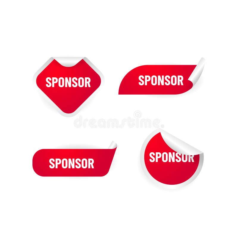 Set of Collection Red and White Sponsor Stickers Design Vector Stock ...